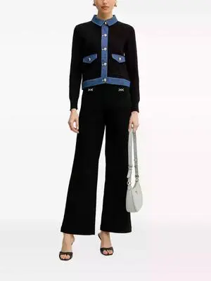 MORGAN Denim-trim Button-up Cardigan