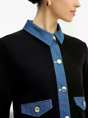 MORGAN Denim-trim Button-up Cardigan