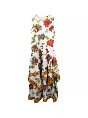 PHILIPPA 1970 Cova Floral-print Asymmetric Dress - White