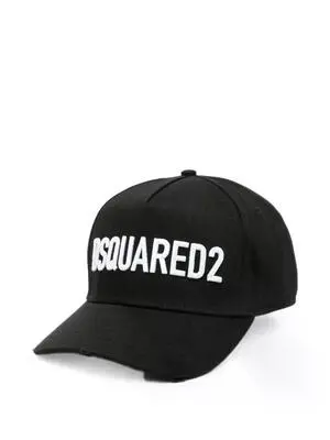 Dsquared2 Logo-embroidered Distressed Baseball Cap - Black