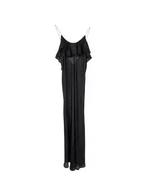 FARAH Flora Ruffled Silk Dress