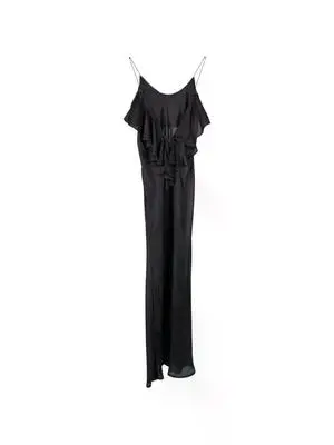 FARAH Flora Ruffled Silk Dress