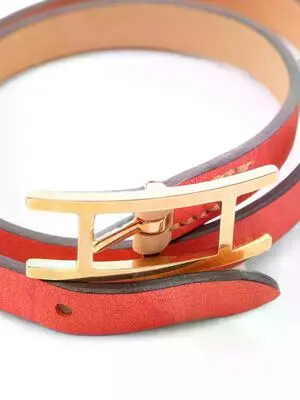 Hermès Leather Double Tour Bracelet With Gold-tone Buckle