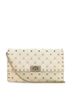 Valentino Garavani Rockstud Spike Nappa-leather Crossbody Clutch Bag - Neutrals