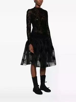 PAULINE DUJANCOURT Lace-knit Long-sleeve Top