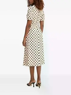 MORGAN Polka-dot Puff Sleeve Midi Dress