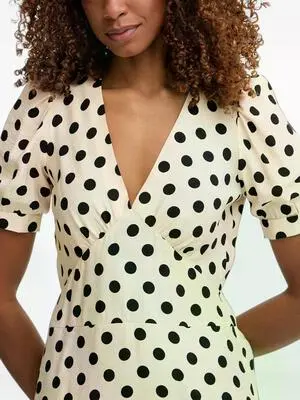 MORGAN Polka-dot Puff Sleeve Midi Dress