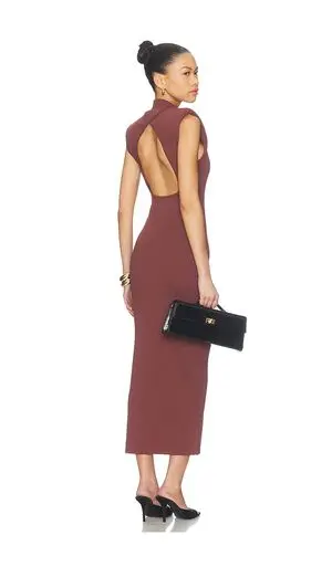 Misha Collection Padded Shoulder Knit Midi Dress