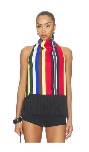 SIMONMILLER Tia Crepe Fringe Top In . Also - Multi
