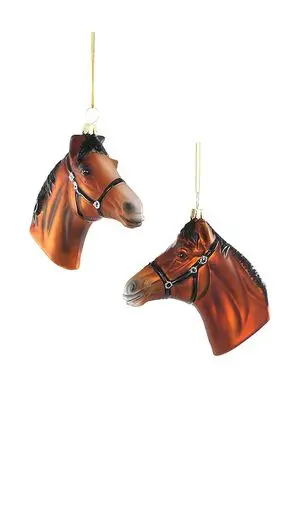 CODY FOSTER & CO Horse Ornament Set Of 2 - Multi