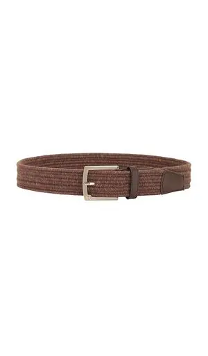 Travis Mathew Woven Leather Trimmed Belt - Brown