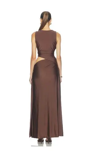 RUNAWAY THE LABEL Mazini Deep Plunge Maxi Dress
