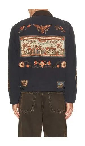 SAMUEL ZELIG Embroidered Canvas Work Jacket - Grey
