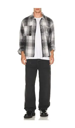 RYOKO RAIN Button Up Rhinestone Flannel In . Also