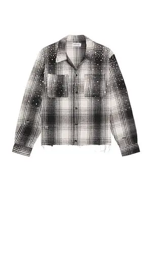 RYOKO RAIN Button Up Rhinestone Flannel In . Also
