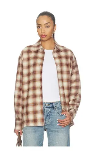 LOVERS AND FRIENDS Samira Flannel Top In . Also - Brown