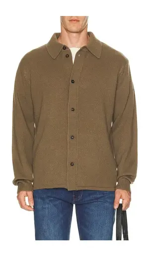 FRAME Boiled Wool Shirt Sweater In . Also - Olive