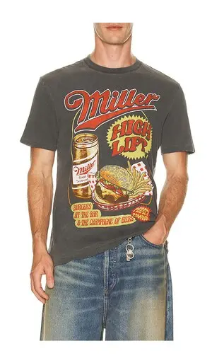 Junk Food Miller Burger And Beer Vintage Tee - Black