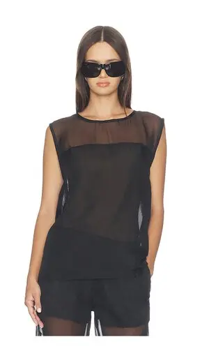 WeWoreWhat Sheer Boxy Tank Top In . Also - Black