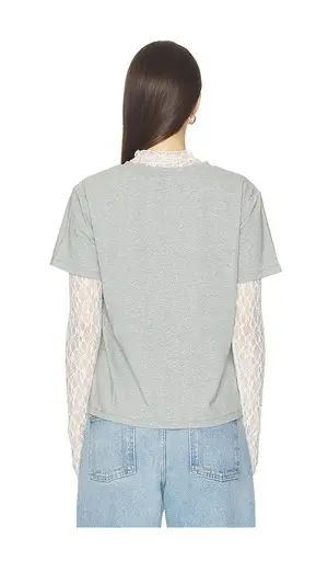 Lna Mirage Lace Two Piece Long Sleeve Top In . Also