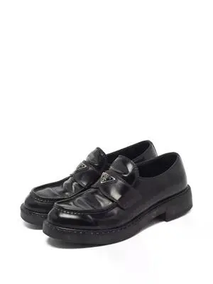 Prada Leather Glossy Finish Loafers