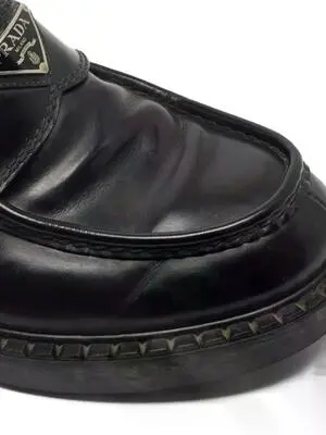 Prada Leather Glossy Finish Loafers
