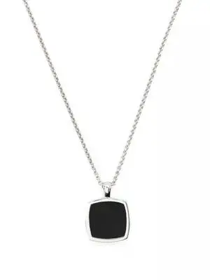 Tom Wood Cushion Onyx Pendant Necklace - Silver