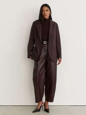 REISS Stretch-twill Relaxed Single-breasted Blazer - Grape