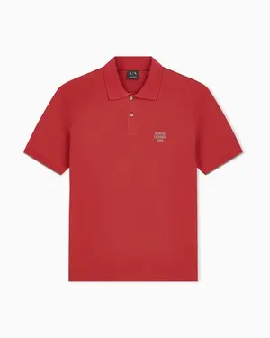 Armani Exchange Regular Fit Polo Shirt In Cotton Piqué With Rib Details - Red