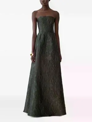 Carolina Herrera Floral-jacquard Strapless Maxi Dress