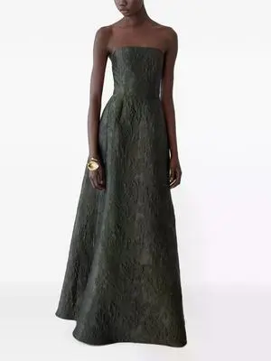 Carolina Herrera Floral-jacquard Strapless Maxi Dress