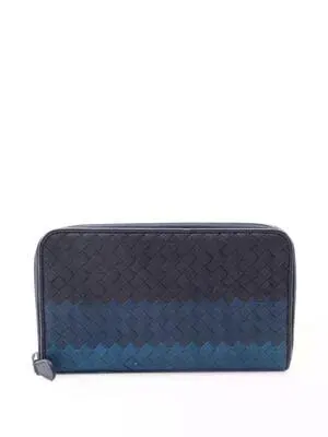 Bottega Veneta 2010s Intrecciato Zip-around Wallet - Black