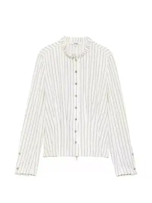 Maje Striped Victorian-collar Blouse