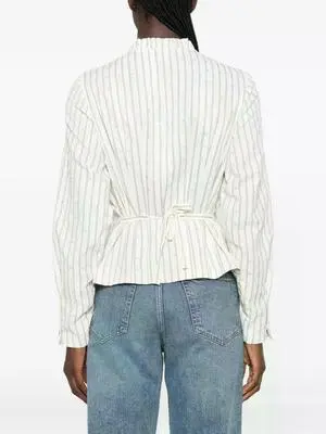Maje Striped Victorian-collar Blouse