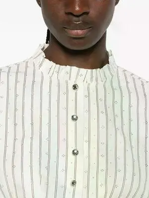 Maje Striped Victorian-collar Blouse