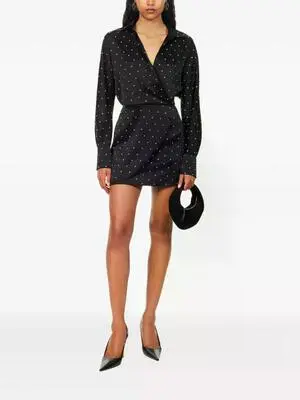 David Koma Crystal-embellished Wrap Shirt Mini Dress