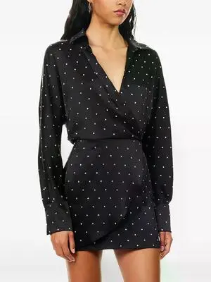 David Koma Crystal-embellished Wrap Shirt Mini Dress