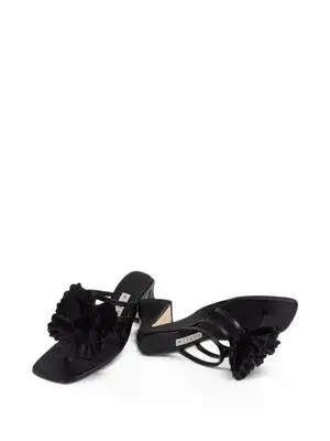 MIISTA Hara Floral-applique Multi-strap Sandals - Black