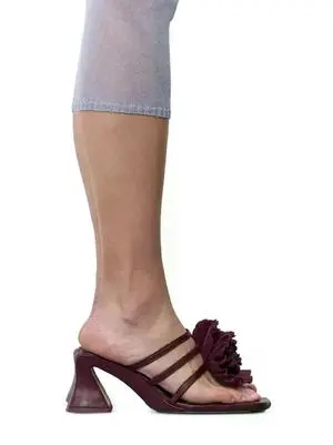 MIISTA Hara Floral-applique Caged Sandals - Red