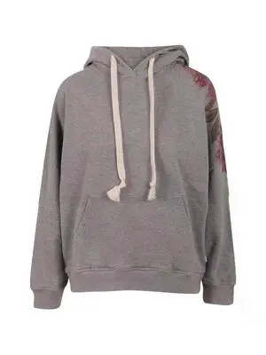 NOUMENO CONCEPT Floral-print Logo-print Hoodie - Grey