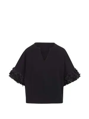 NOUMENO CONCEPT Floral-appliqué Split-neck Blouse