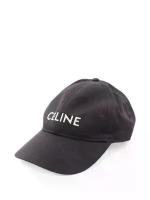 Celine 2000s Logo Embroidered Baseball Cap - Black