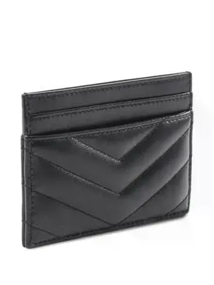 Saint Laurent 2020s Logo-plaque Quilted Card Case - Black
