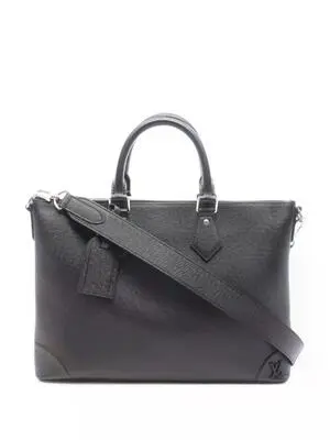 LOUIS VUITTON 2021s Slim Taiga Leather Briefcase - Black