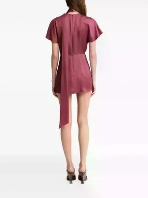 Matthew Bruch Twisted-waist Tie-neck Mini Dress