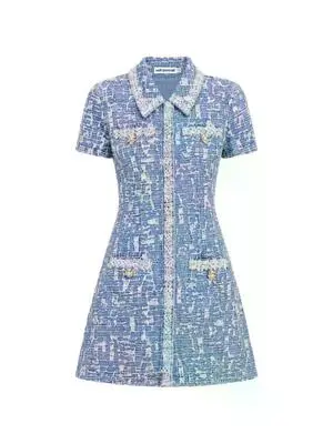 SELF-PORTRAIT Textured Pearl-embellished Mini Dress