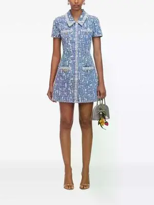 SELF-PORTRAIT Textured Pearl-embellished Mini Dress