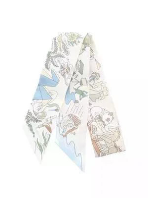 Hermès 2020s Academia Hippica Twilly Scarf - White