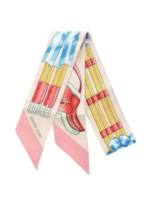 Hermès 2010s Jumping Ribbon Silk Scarf - Neutrals