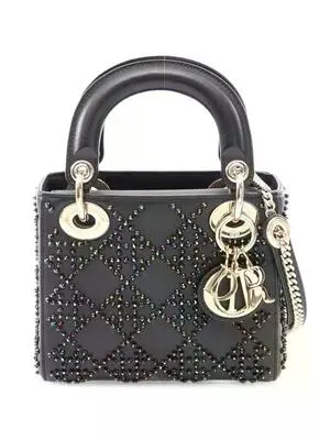 Dior 2010s Mini Lady Beaded Handbag - Black